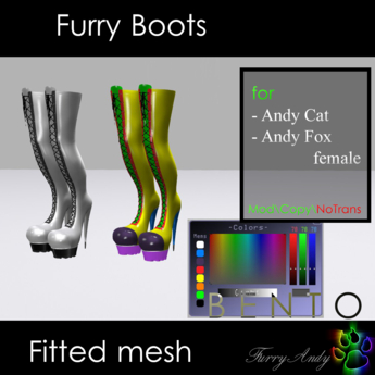 Second Life Marketplace - DEMO - Furry Andy - Furry Boots for Andy Cat ...