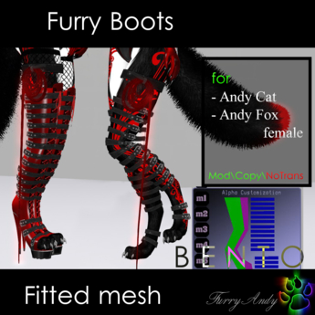Second Life Marketplace - Furry Andy - Furry Boots for Andy Cat / Fox