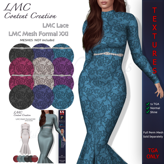 Second Life Marketplace - LMC TGA - Lace - Textures for the LMC Formal XXI