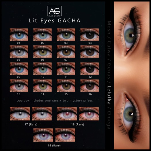 Second Life Marketplace - AG. Lit Eyes Gacha - Genus - 19 RARE