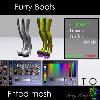 Second Life Marketplace - DEMO - Furry Andy - Furry Boots for JOMO ...