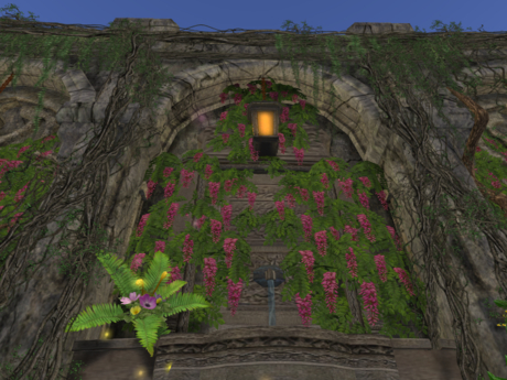 Second Life Marketplace - ARCHED WALL PLANTER WISTERIA FOUNTAIN