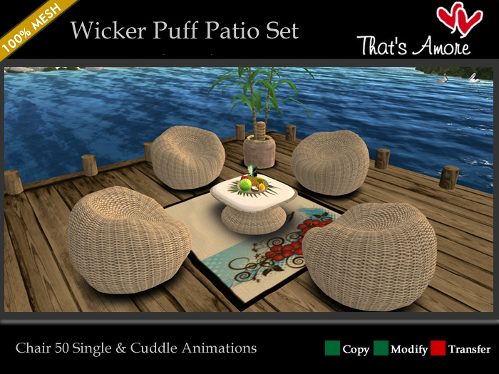 Second Life Marketplace - Wicker Puff Patio Set - 50 single & couple ...