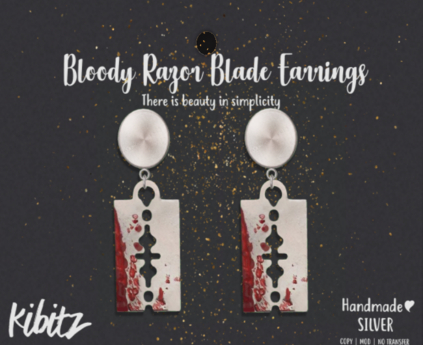 Second Life Marketplace - Kibitz - Bloody Razor blade earrings