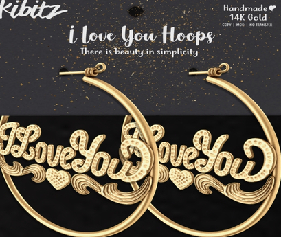 Second Life Marketplace - Kibitz - I Love you hoops - gold