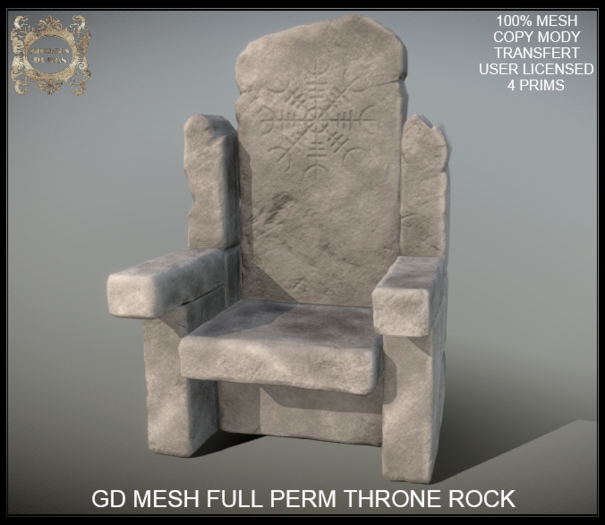 Second Life Marketplace - GD MESH FULL PERM THRONE ROCK