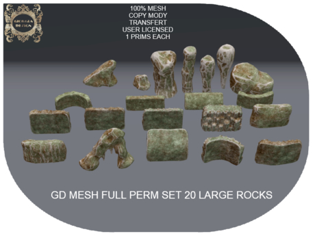 Second Life Marketplace - GD MESH FULL PERM SET 20 LARGE ROCKS
