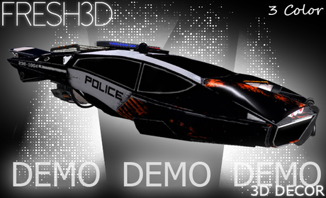 Second Life Marketplace - Fresh3D Sci-fi Police Cars DEMO