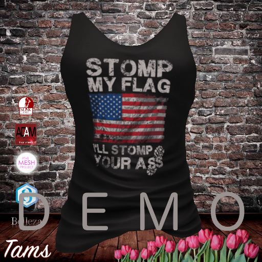 Second Life Marketplace - DEMO - Men's Tank Top - Stomp My Flag