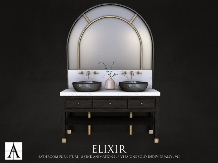 Second Life Marketplace - Architect. Elixir Bathroom Furniture (black ...
