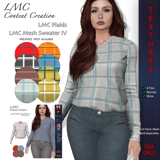 Second Life Marketplace - LMC TGA - Plaid - Textures for the LMC Sweater IV