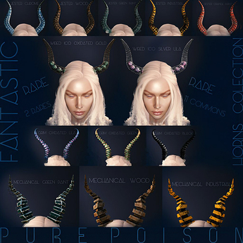 Second Life Marketplace - Pure Poison - Mechanical Horns - Green Paint