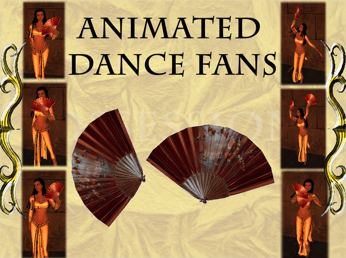 Second Life Marketplace - Animated Dance fan, Crimson