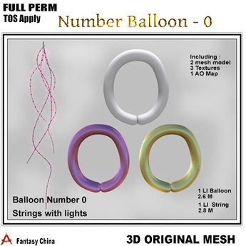 Second Life Marketplace - FC- FP Mesh Number Balloon & strings with ...