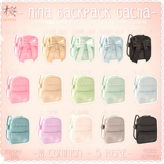 Second Life Marketplace - {Sakura} Nina Backpack - Gray
