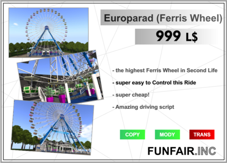 Second Life Marketplace - [FUNFAIR.INC] - Ferris Wheel
