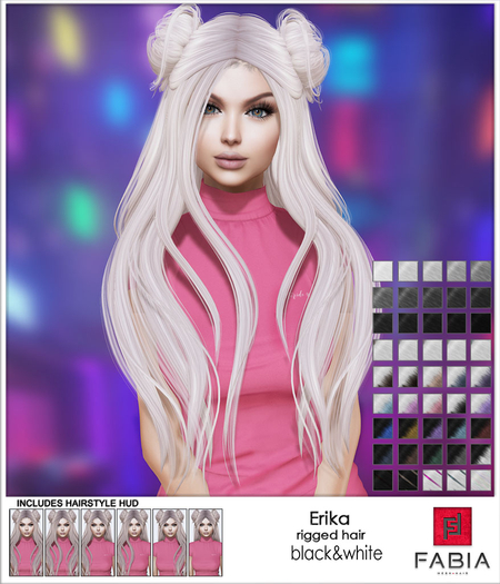 Second Life Marketplace - -FABIA- Mesh Hair Black&White