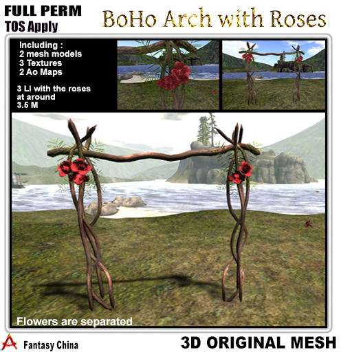 Second Life Marketplace - FC- FP Mesh BoHo Arch with Roses