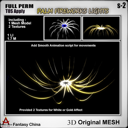 Second Life Marketplace - FC- FP Mesh Palm Fireworks Lights s-1
