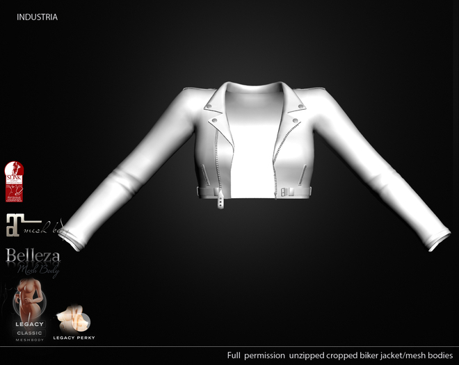 Second Life Marketplace - full permission:Unzipped cropped biker jacket ...