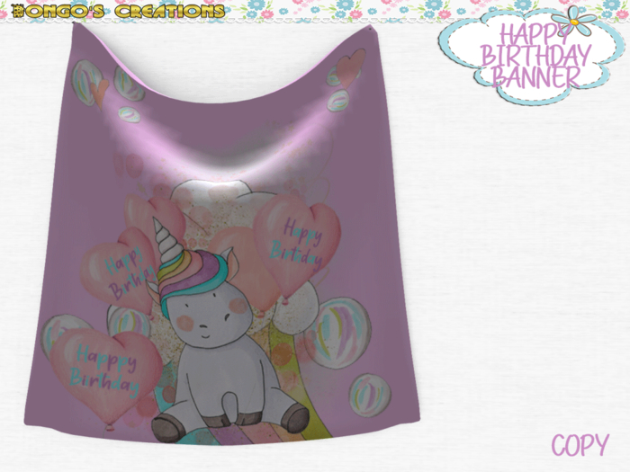 Second Life Marketplace - BMC703 - HAPPY BIRTHDAY - DOUBLE SIDED DRAPED ...