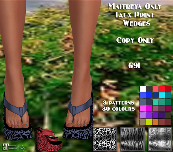Second Life Marketplace - Maitreya Only Faux Print Wedges