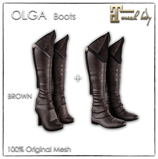 Second Life Marketplace - [JANGKA] OLGA Boots BROWN V2 [Maitreya]