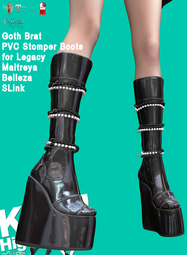 Second Life Marketplace - KO-H Goth Brat PVC Plattform Stomper Black