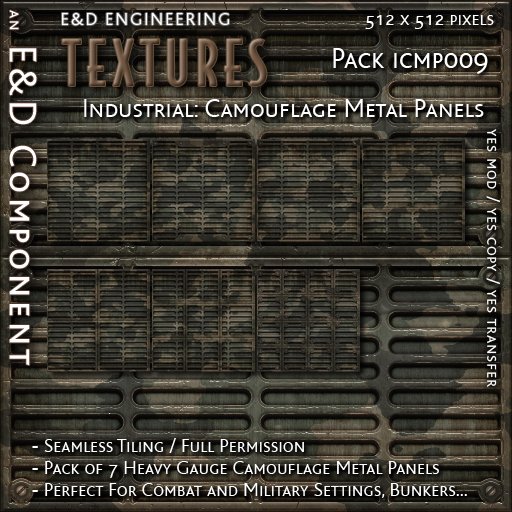 Second Life Marketplace - [ICMP009] 7 Heavy Metal Camouflage Textures ...