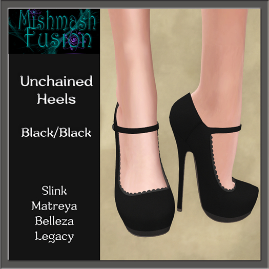 Second Life Marketplace - ~*MF*~ Unchained Heels - Black/Black