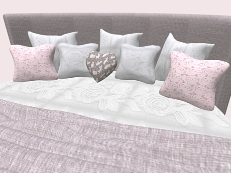 Second Life Marketplace - For bed : 2textures + Playfull Cat rug + 3pillows