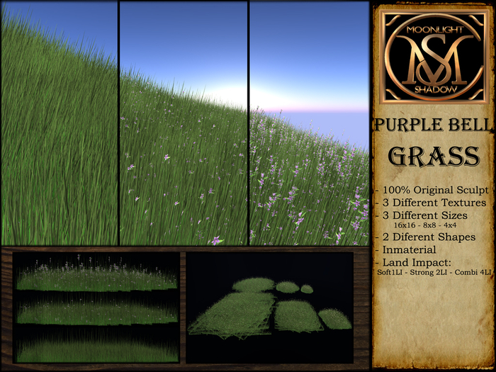Second Life Marketplace - "Moon_Sha" Purple Bell Grass (Boxed)