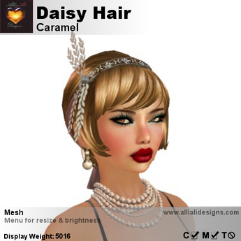 Second Life Marketplace - A&A Daisy Hair Caramel V2, boxed, FUNCTIONAL DEMO