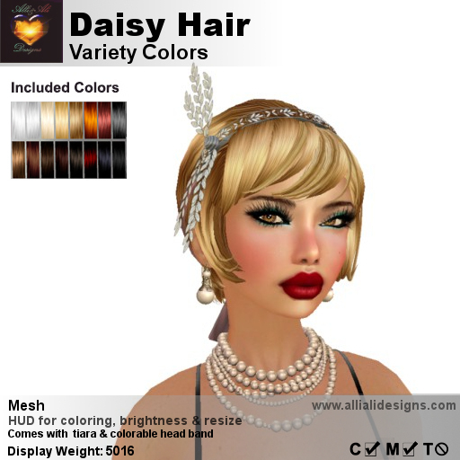Second Life Marketplace - A&A Daisy Hair Variety Colors V2, boxed