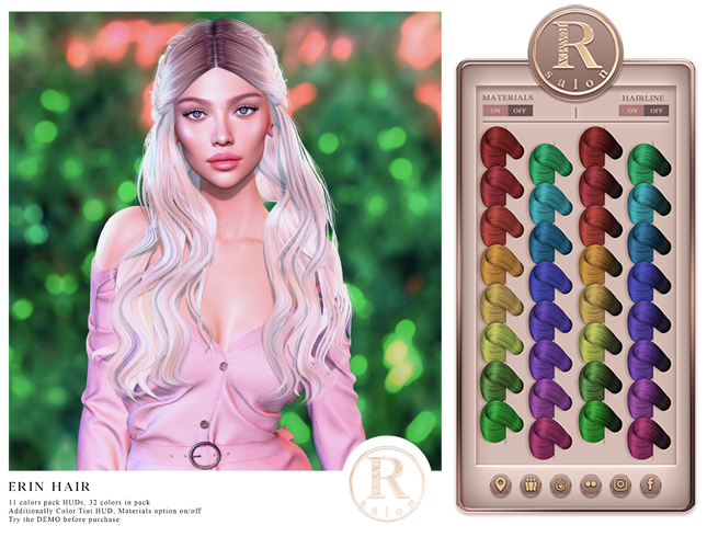 Second Life Marketplace - RAMA.SALON - Erin Hair 'Colores'