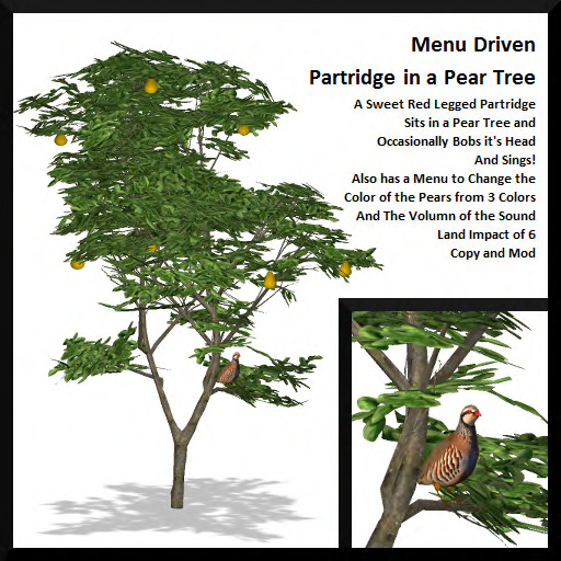 Second Life Marketplace - Menu Driven Partridge in a Pear Tree