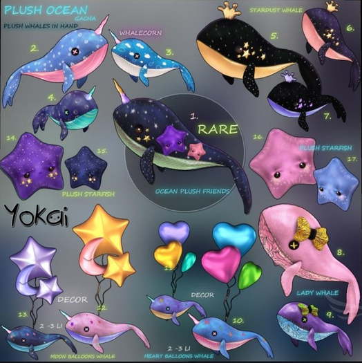 Second Life Marketplace - 9.YOKAI - Plush Ocean - Lady Whale (purple dream)