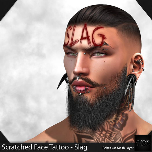 Second Life Marketplace - ::: Core ::: Scratched Face Tattoo - Slag