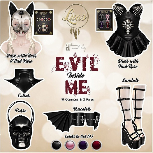 Second Life Marketplace - *Gacha* Luas Evil Inside Me Bracelets Purple
