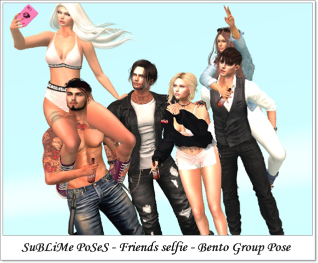 Second Life Marketplace Sublime Poses Friends Selfie Bento Group Pose