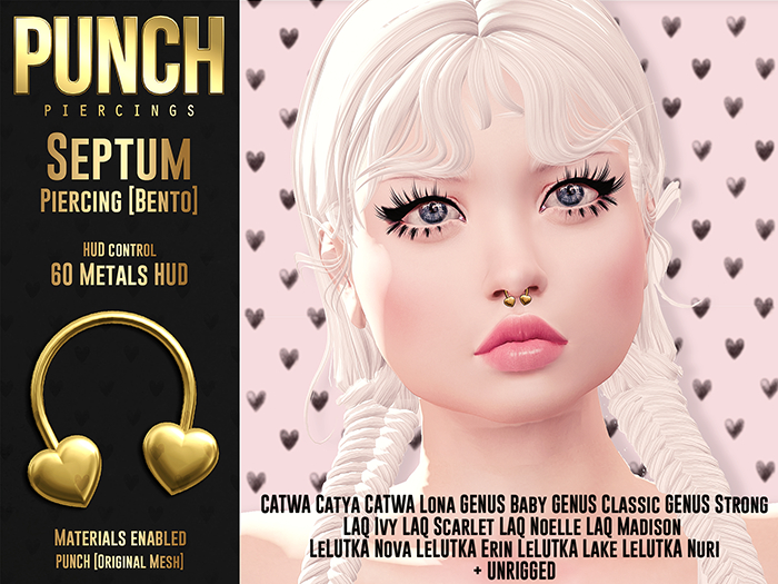 Second Life Marketplace - PUNCH / Septum / Twin Hearts ♥ CATWA Catya ...