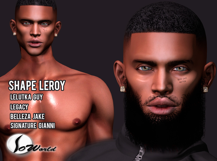 Second Life Marketplace - Soworld~ Shape Leroy - Lelutka Guy [Belleza - Signature - Legacy]