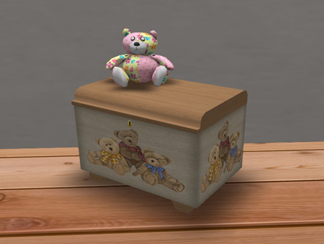 Second Life Marketplace - Pink Teddy Toy Box With Musical Teddy