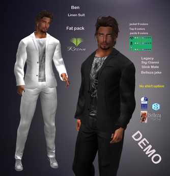 Second Life Marketplace - Res_Ben linen suit Fat Pack demo