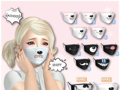 Second Life Marketplace - NYU - Dorky Face Masks Gacha, Bleh! (White)