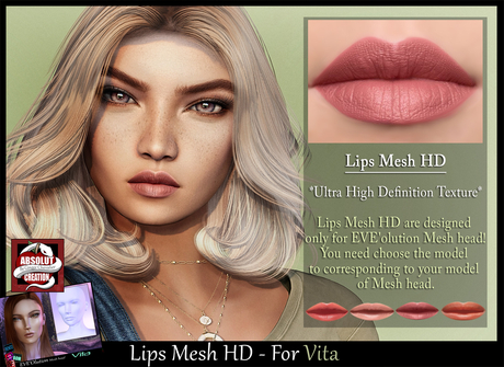 Second Life Marketplace - *!* Lips-Mesh HD -for Vita mesh head