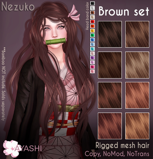 Second Life Marketplace - [^.^Ayashi^.^] Nezuko Hair-Brown set