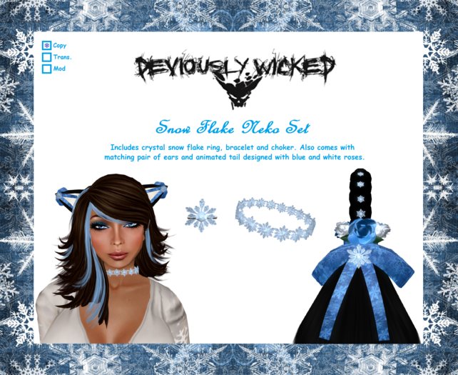 Second Life Marketplace - Deviously Wicked ~ Snow Flake Neko Set