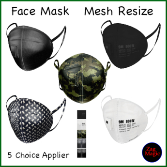 Second Life Marketplace - Particle 9M Face Mask Resize with HUD Camo ...