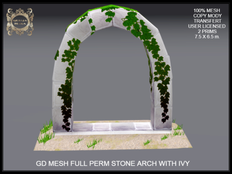Second Life Marketplace - GD MESH FULL PERM STONE ARCH WITH IVY